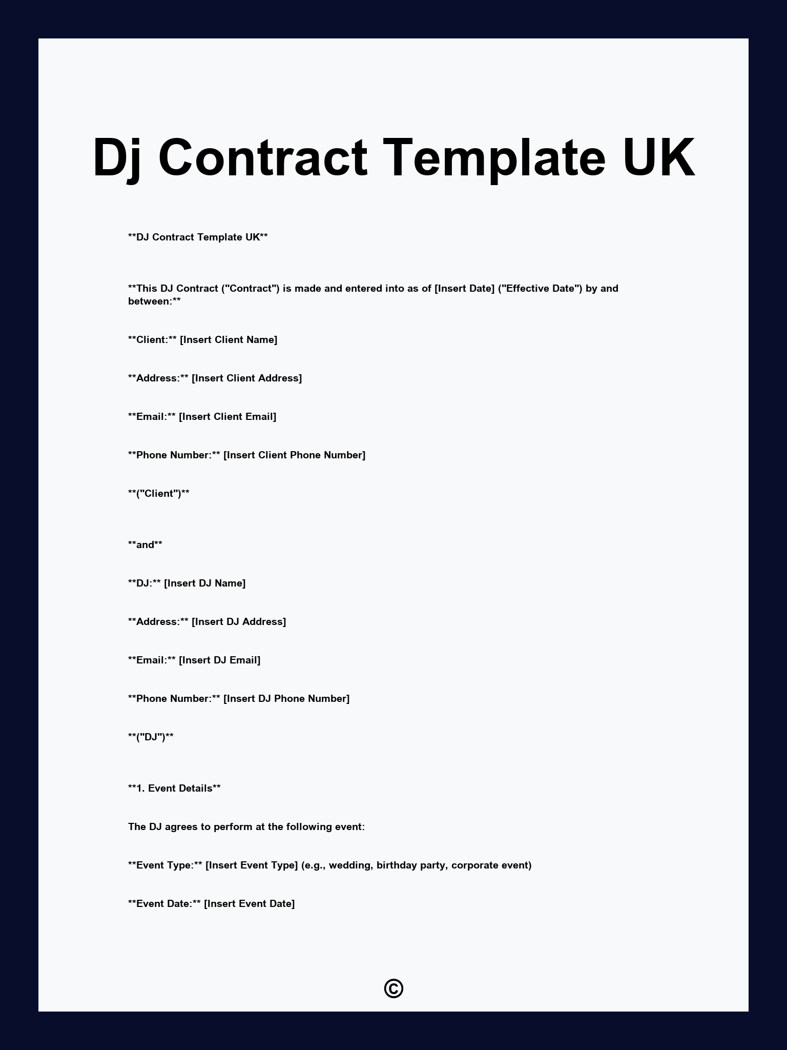 Dj Contract Template UK