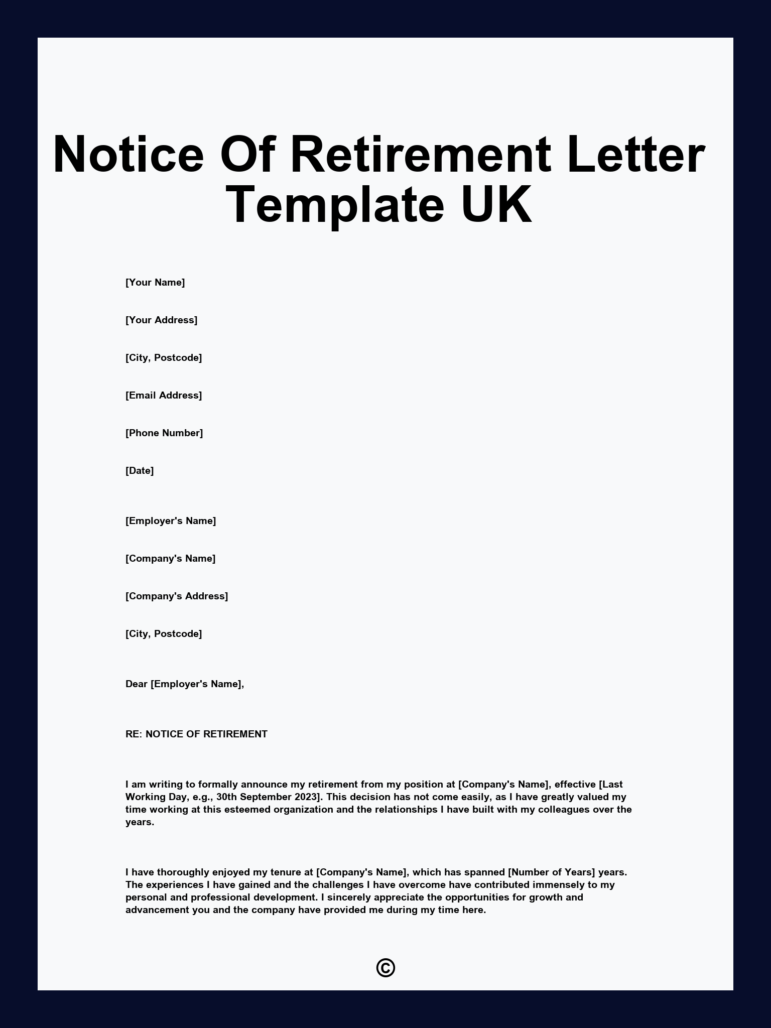 Notice Of Retirement Letter Template UK
